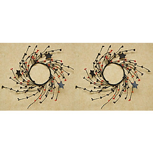 Halloween Mix Candle Ring Orange Black with Stars | 2 Pc | 4 inch Pip Berry