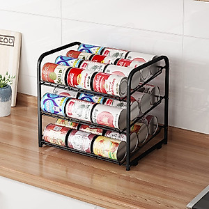 AIYAKA 3 Tier Stackable Can Rack Organizer,for food storage,kitchen cabinets or countertops,Storage for 36 cans,2-piece,silver