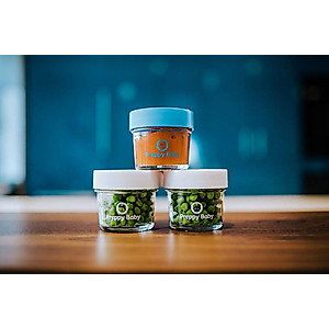 PreppyBaby 4 oz Glass Baby Food Storage Containers with Lids - Pack of 12 Reusable Dishwasher & Microwave Safe Food Jars w/ 2 Bamboo Infant Spoons, Recipe Booklet & Non-toxic Easy Erase Marker (White)