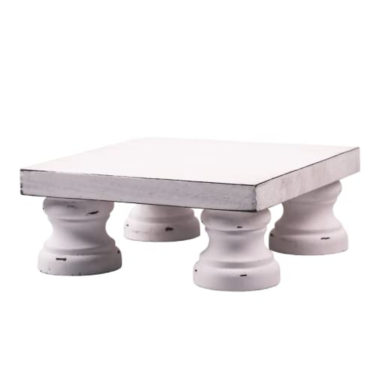Decorative Riser Pedestal display stand, Display bathroom and home décor, risers for display of farmhouse kitchen decor, wood riser tray (White Feet)