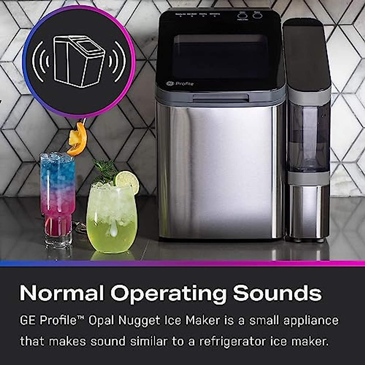 GE Profile Opal 1.0 Nugget Ice Maker| Countertop Pebble Ice Maker | Portable Ice Machine Makes up to 34 lbs. of Ice Per Day | Stainless Steel Finish