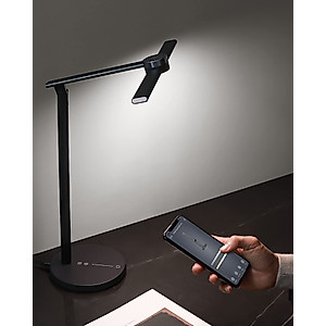 EZVALO Smart Desk Lamp with APP Control,Eye-Caring Auto-Dimming Led Desk Lamp,3 Color Temperature, Works with Alexa&Google Assistant, Study Lamp with Clock, Desk Lamps for Home Office Reading,Studying