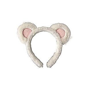 BYBYCD Plush Bear Ear Headband Hair Hoop Head Wrap Wash Face Non Slip Hairbands For Girls Women(white&pink)
