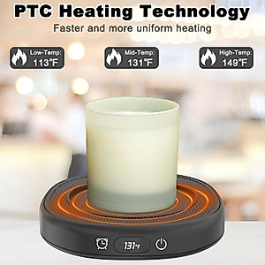Candle Warmer, Auto Shut Off Large Candle Warmer Plate with Timer, Coffee Mug Warmer Cup Warmer for Desk, Electric Smart Beverage Warmer with 3 Temperature Settings Touch Switch for Office/Home