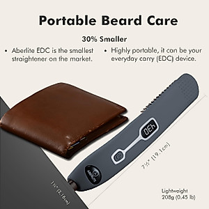 Aberlite EDC - Premium Beard Straightener Brush for Men - Professional Straightening Tool Heated Comb - Beard Kits for Men - Beard Kits Gift Sets Men - Beard Grooming Kit for Men Gift Set (Grey)