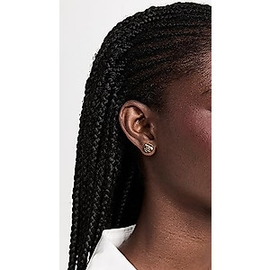 Tory Burch Women's Kira Enamel Circle-Stud Earrings, Tory Gold/Zebra, One Size