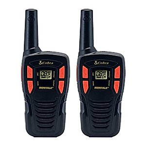 Cobra ACXT145 Compact Walkie Talkies for Adults - Rechargeable, Lightweight, 22 Channels, Long Range 16-Mile Two-Way Radio Set (2-Pack), black
