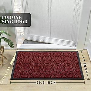 Yimobra Front Door Mats, Heavy Duty Water Absorbent Mud Resistant Easy Clean Entry Outdoor Indoor Rugs,Non Slip Backing, Exterior Mats for Outside Patio Porch Farmhouse, 29.5 x 17, Red