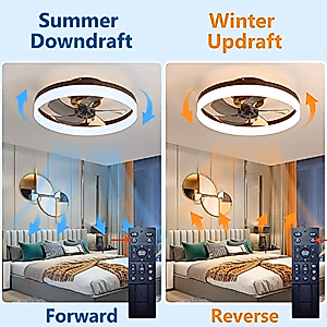 Ceiling Fan Black Ceiling Fans with Lights App & Remote Control, Timing & 3 Led Color Ceiling Fan with Light, 6 Wind Speeds 20In Modern Ceiling Fan for Bedroom, Living Room, Small Room