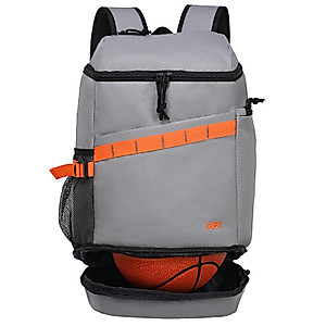 MIER Basketball Backpack Soccer Bag with Shoes/Ball Compartment, Large Sports Back Pack Equipment Bag for Men Women Athletes, 35L, Gray