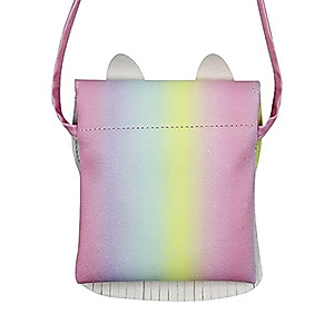 ZGMYC Cat Tassel Shoulder Bag for Girls Kids Cute Rainbow Small Coin Purse Crossbody Satchel (4.9'' x 5.3'')