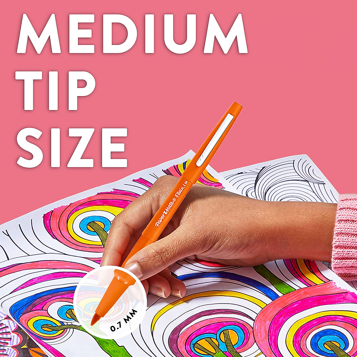 Paper Mate Flair Pen, 0.7 mm Medium Tip, Black, Box of 12