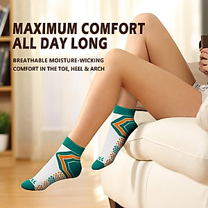 NEWZILL Low Cut Compression Socks - Unisex Running Socks with Embedded Frequency Technology for Heel, Ankle & Arch Support (Large, Green/Orange)