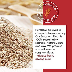 Sorghum Flour, 2lbs, Gluten Free flour, Jowar Flour, Sweet White Sorghum Flour Gluten Free, Sweet Sorghum Flour, Whole Grain, All Natural, Batch Tested, Non-GMO, 2 pounds, By PuroRaw.