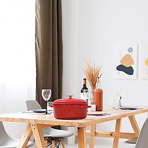 W4H 6-Quart Enamel Dutch Oven - Non-Stick Cast Iron Pot with Lid for Braising, Stewing, Boiling, Bread Baking - Heat Safe up to 500°F - Multiple Colors Available