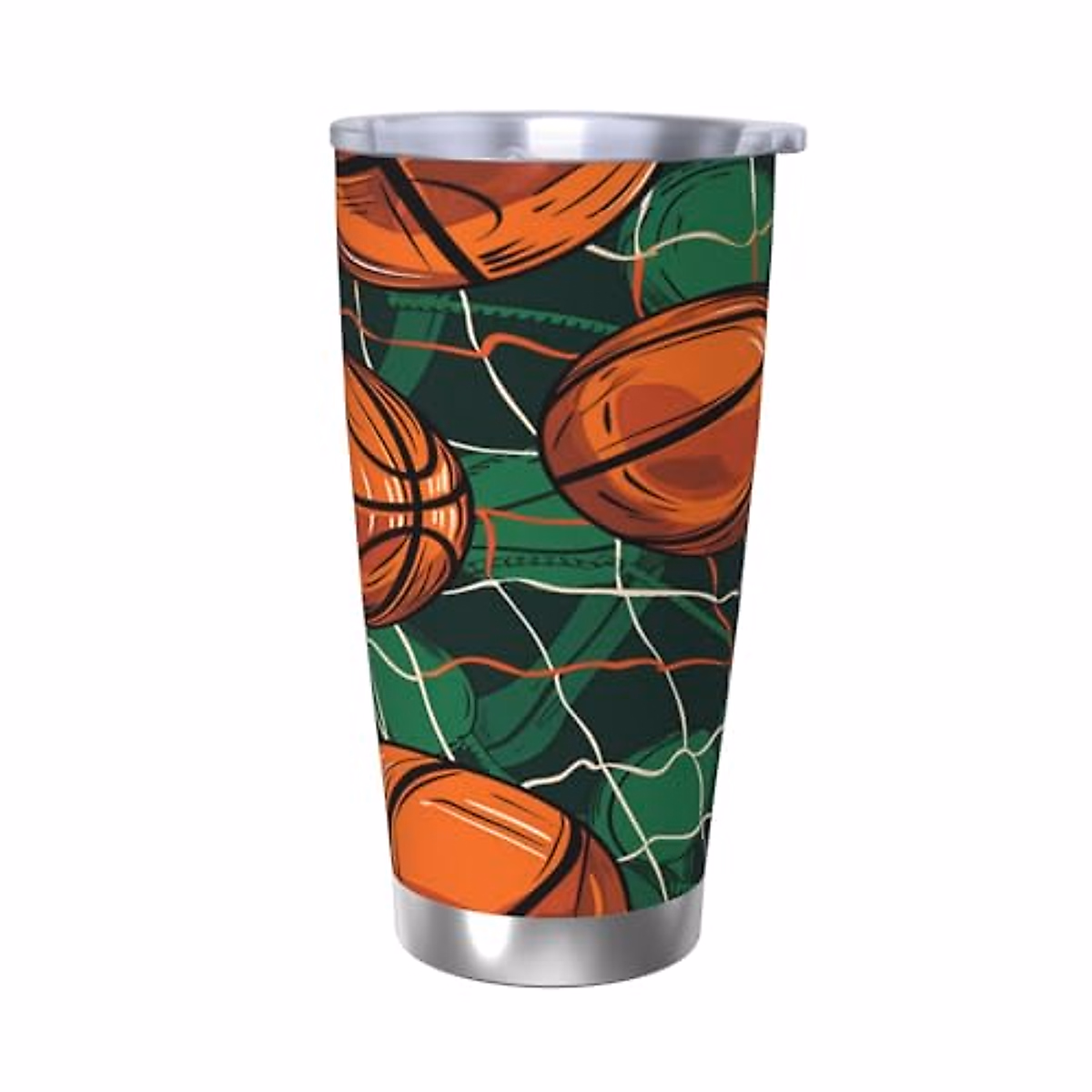 AYCZN Basketball Sport 20 OZ Tumbler Stainless Steel Travel Coffee Mug, Ball Insulated Water Bottle with Lid and 2 StrawsLeakproof Thermal Cup