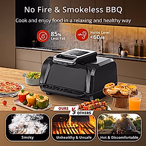 Zstar Indoor Grill Air Fryer Combo with See-Through Window, 7-in-1 Smokeless Electric Air Grill up to 450°F, 1750W Contact Grill with Non-Stick Removable Plates, Even Heat, Silicon Tongs as Gift, 4Qt