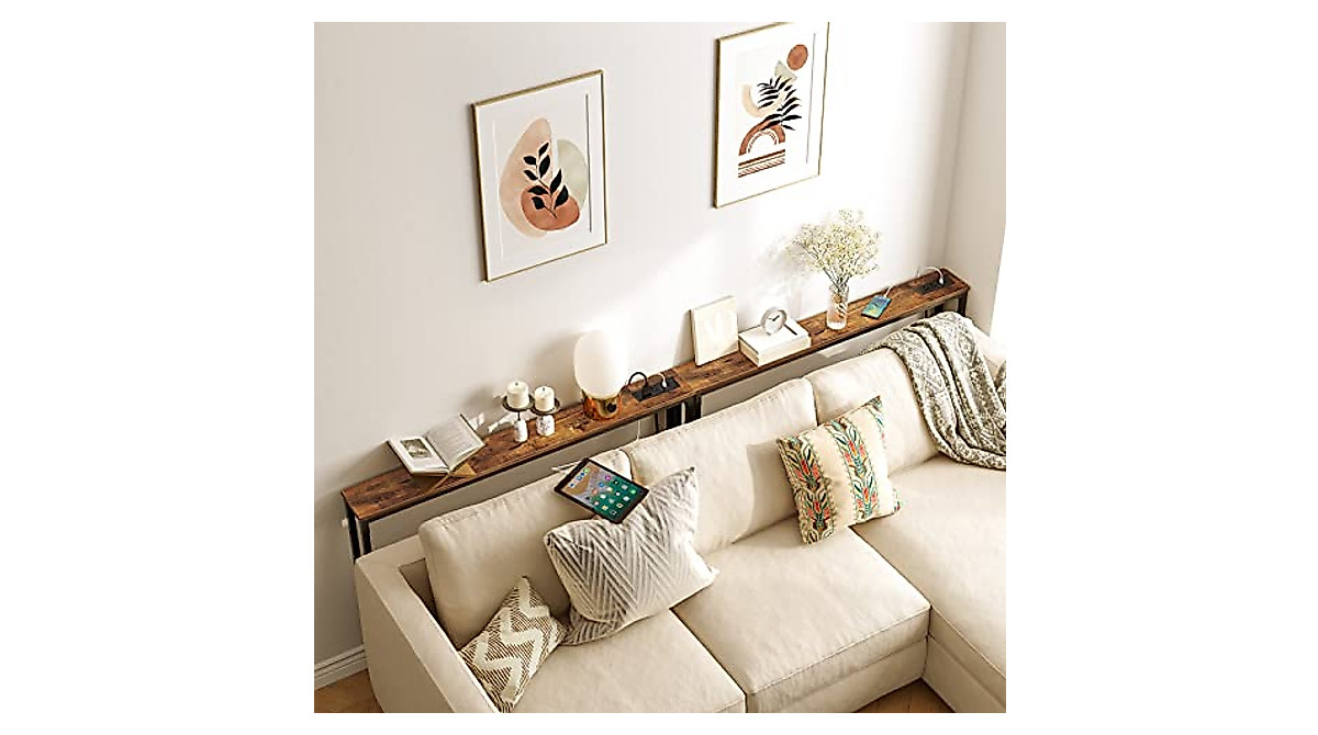 HOOBRO Slim Console Table with Power Outlets & USB Ports