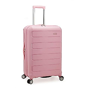 Traveler's Choice Pagosa Indestructible Hardshell Expandable Spinner Luggage, Pink, Check-in Only