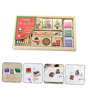 TEHAUX 1 Set Wooden Blocks Crafting Wooden Rubber Seal Wood Decor Wooden Stamps for Stampers for Self- Ink Stamps Seal Stamps Playthings Decorate Scrapbook Solid Wood