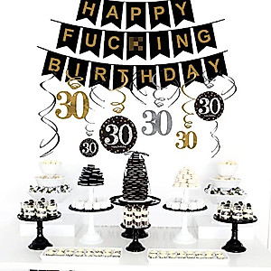 30th Birthday Decorations Gifts for Her Him(Men Women) - Dirty 30 Birthday Party Supplies - Happy Birthday Banner and Hanging Swirls