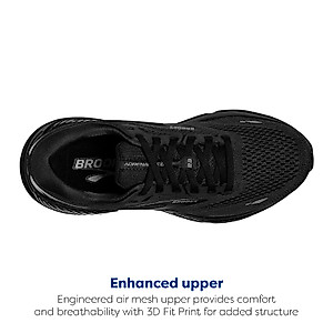 Brooks Men’s Adrenaline GTS 23 Supportive Running Shoe - Black/Black/Ebony - 11.5 Medium