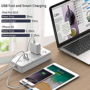 NTONPOWER 25 Ft Extension Cord Flat Plug, Surge Protector Power Strip with 6 Outlets 2 USB, 1875W/15A Circuit Breaker Overload Protection, 1080J, ETL Listed, Wall Mount for Home Office and Workbench