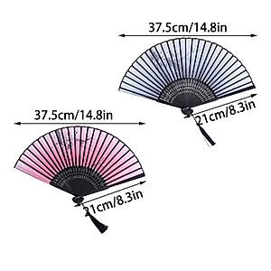 Natudeco Plum Blossom Pattern Bamboo Fan Chinese Classical Style Folding Fan Elegant Handheld Jewelry for Gifts Photography Wedding