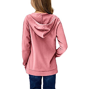 Haloumoning Kids Girls Fleece Pullover Hoodies Cute Leopard Printed Hooded Sweatshirts with Pockets 4-15 Years