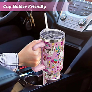 puhnhsv 40 oz Basset Hound Tumbler with Handle, Insulated Stainless Dog Tumbler Coffee Travel Mugs Cup Water Bottle Basset Hound Lovers Gifts for Women Girls