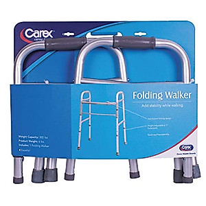 Carex Lightweight Folding Walker for Seniors, Adult Walker, Portable Medical Walker with Adjustable Height, 30-37 Inches, Senior Walker and Walker for Adults, Foldable