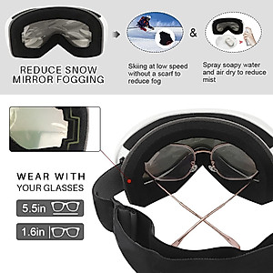 GGBuy Ski Goggles OTG Design Snowboard Goggles UV400 Protect Eyewear Overall Lenses Anti-Fog Windproof Outdoor Snow Sport Glasses