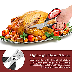Kitchen Shears, iBayam Kitchen Scissors Heavy Duty Meat Scissors Poultry Shears, Dishwasher Safe Food Cooking Scissors All Purpose Stainless Steel Utility Scissors, 2-Pack (Black Red, Black Gray)