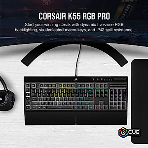 Corsair K55 RGB PRO Wired Gaming Keyboard (Renewed)
