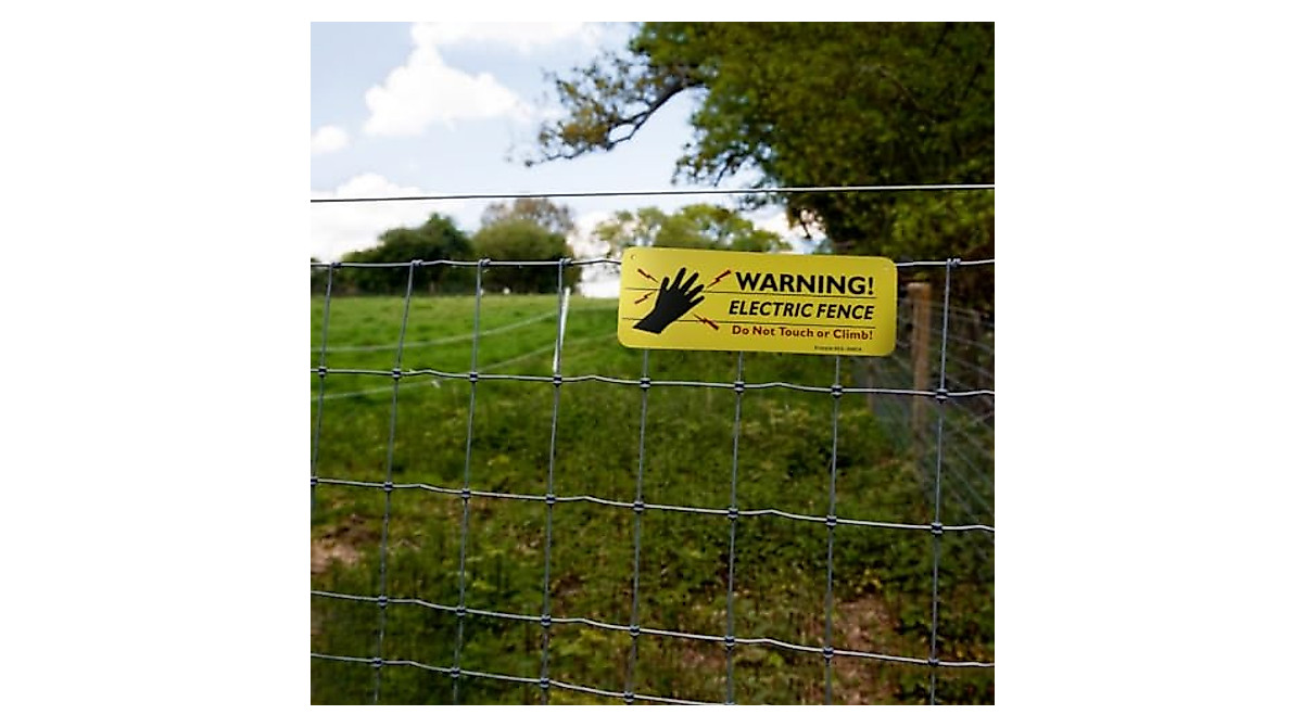 Electric Fence Warning Signs - 8 Pack Durable Plastic Safety Signs