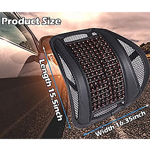 Big Ant Lumbar Support 2 Pack, Back Support with Wooden Beads Massage for Comfort and Lower Back Pain Relief, Breathable Back Support Cushion for Home Car Office Wheelchair(Black)