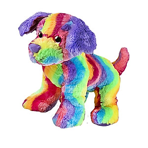 Cuddly Soft 16 inch Stuffed Rainbow Stripe Dog...We Stuff 'em...You Love 'em!