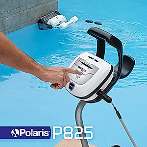 Polaris P825 Sport Robotic Pool Cleaner, Automatic Vacuum for InGround Pools up to 40ft, Wall Climbing Vac w/ Strong Suction & Easy Access Transparent Lid