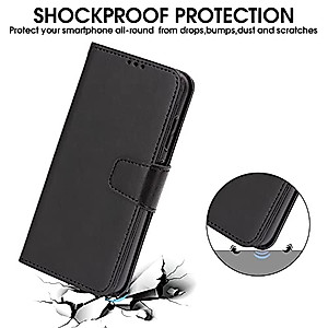 Lugege Compatible with Samsung Galaxy S23 5G Case Wallet Flip Folio Case [Kickstand] with RFID Blocking Card Holders [Shockproof] and Wrist Strap Phone Cover Black