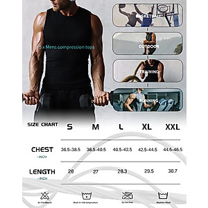 TELALEO 5 Pack Men's Athletic Compression Shirts Sleeveless Workout Tank Top Sports Base Layer Running Basketball White/Black S