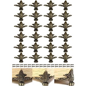 Olldag 24 PCS Antique Brass Box Legs Feet for Wood Case Jewelry Chest Storage Corner, Protector Zinc Alloy for Embossing Wooden Case Decor Cases, Cabinets (Green Bronze)