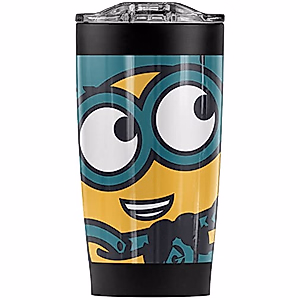Logovision Minions OFFICIAL Bob Green Stainless Steel 20 oz Travel Tumbler, Vacuum Insulated & Double Wall with Leakproof Sliding Lid