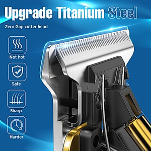 LURNOFY Cordless Hair Trimmer for Men Professional Electric Hair Clippers - Mens T-Blade Beard Trimmer Zero Gapped Edgers Rechargeable Close Cutting Haircut Kit