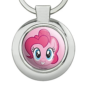 GRAPHICS & MORE My Little Pony Pinkie Pie Face Keychain Classy Round Chrome Plated Metal