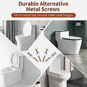4 Pack Toilet Seat Hinge Bolt, Quick Fix Toilet Screws Replacement with Nuts Washers, No More Wiggle Toilet Seat Fastener Steel Toilet Screws for Top Toilet Seat Kohler TOTO, Syocsek