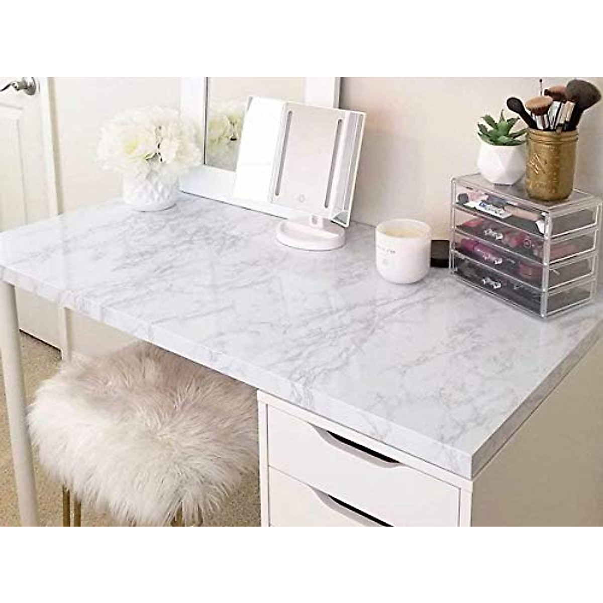 Marble Wallpaper Granite Paper for Old Furniture Self Adhesive and Removable Cover Surfaces 17.71 inch x 78inch Marble Paper Peel and Stick Easy to Apply