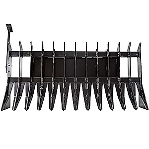 Titan Attachments Skid Steer Root Rake Attachment 72in Wide, Universal Quick Tach Hookup, Root Clearing Brush Rake, Land Clearing Site Prep Implement, Roll Debris, Silage, Brush to Burn Pile