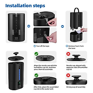 6L Humidifiers for Bedroom Large Room Home, Cool and Warm Humidifiers for Baby and Plants Mist Top Fill Desk Humidifiers Essential Oil Diffuser, Quiet Humidifiers with Adjustable Mist,360°Nozzle-Midnight Black