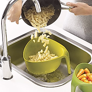 Joseph Joseph Nest Colanders Stackable Set with Easy-Pour Corners and Vertical Handle, 2-piece, Green