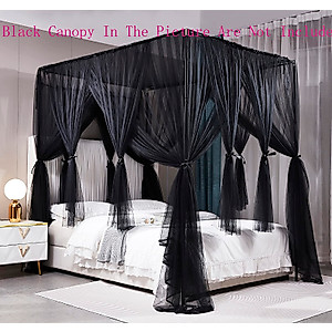 Mengersi Canopy Bed Frame Queen Size,Bed Canopy Frame Post Bed Poles,Canopy Bed Curtains Frame Bracket Fit for Metal Bed Wood Bed Bedroom Decor,Black